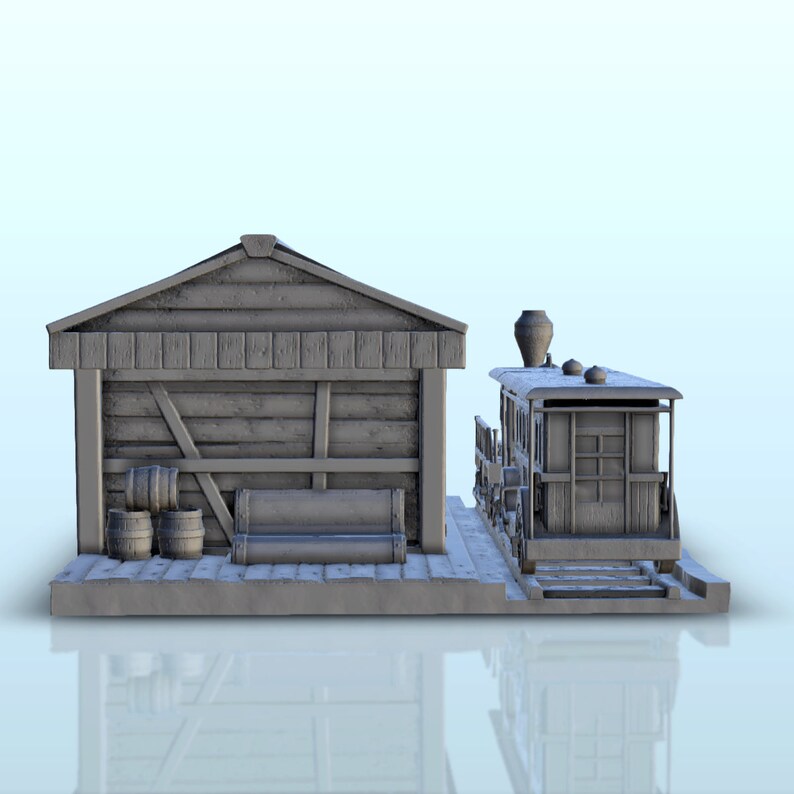 Train Station With Wagon and Locomotive 6 Wild West STL 3D - Etsy