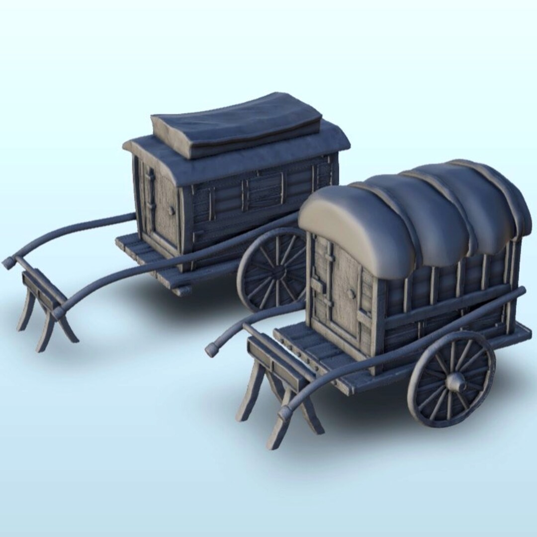 Set of Medieval Carriages - STL 3D Printing Asian Japan Pacific Terrain ...