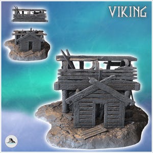 Ruin of a Viking Wooden Building With Rounded Roof and Destroyed Door ...