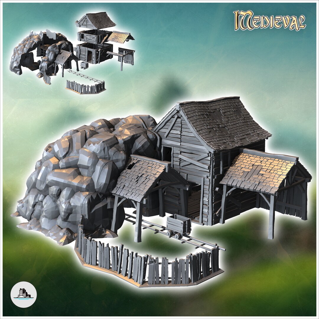 Medieval Mine Entrance With Rails STL 3D Print Dark Gothic Feudal Old ...