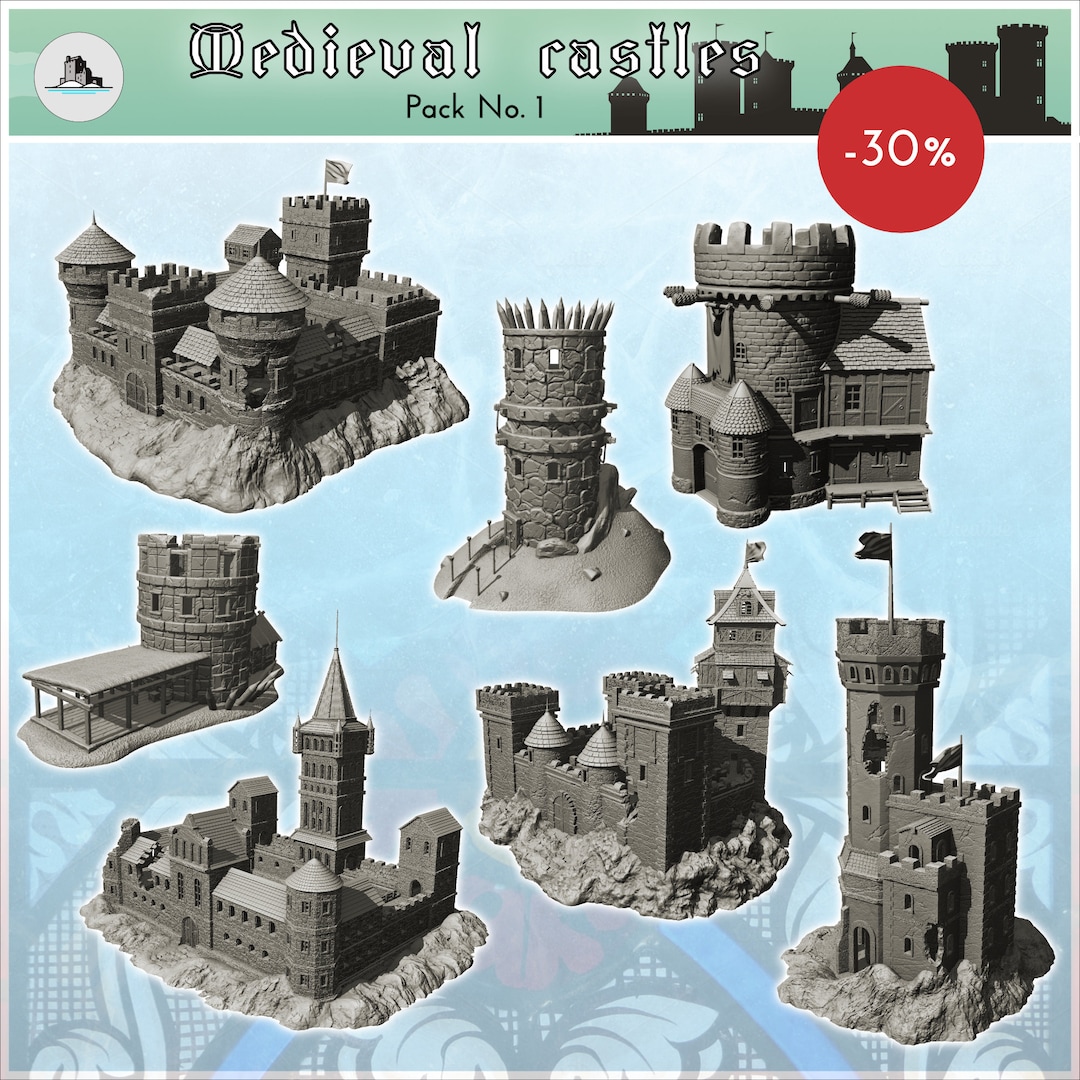 Medieval Castles Pack No. 1 STL 3D Print Dark Gothic Feudal Old Saga ...