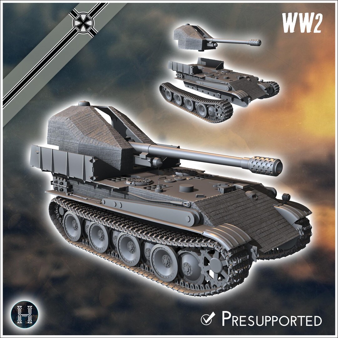 Panzer V 128 Mm SPG Grille 12 K STL 3D Printing Ww2 Wwii Front Second ...