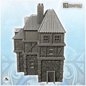 Medieval House With Large Roof - STL 3D Print Dark Gothic Feudal Old ...