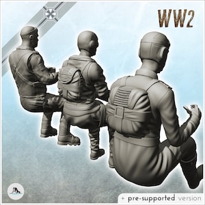 Set of Five German Aircraft Pilots With Equipment STL 3D Printing WW2 ...
