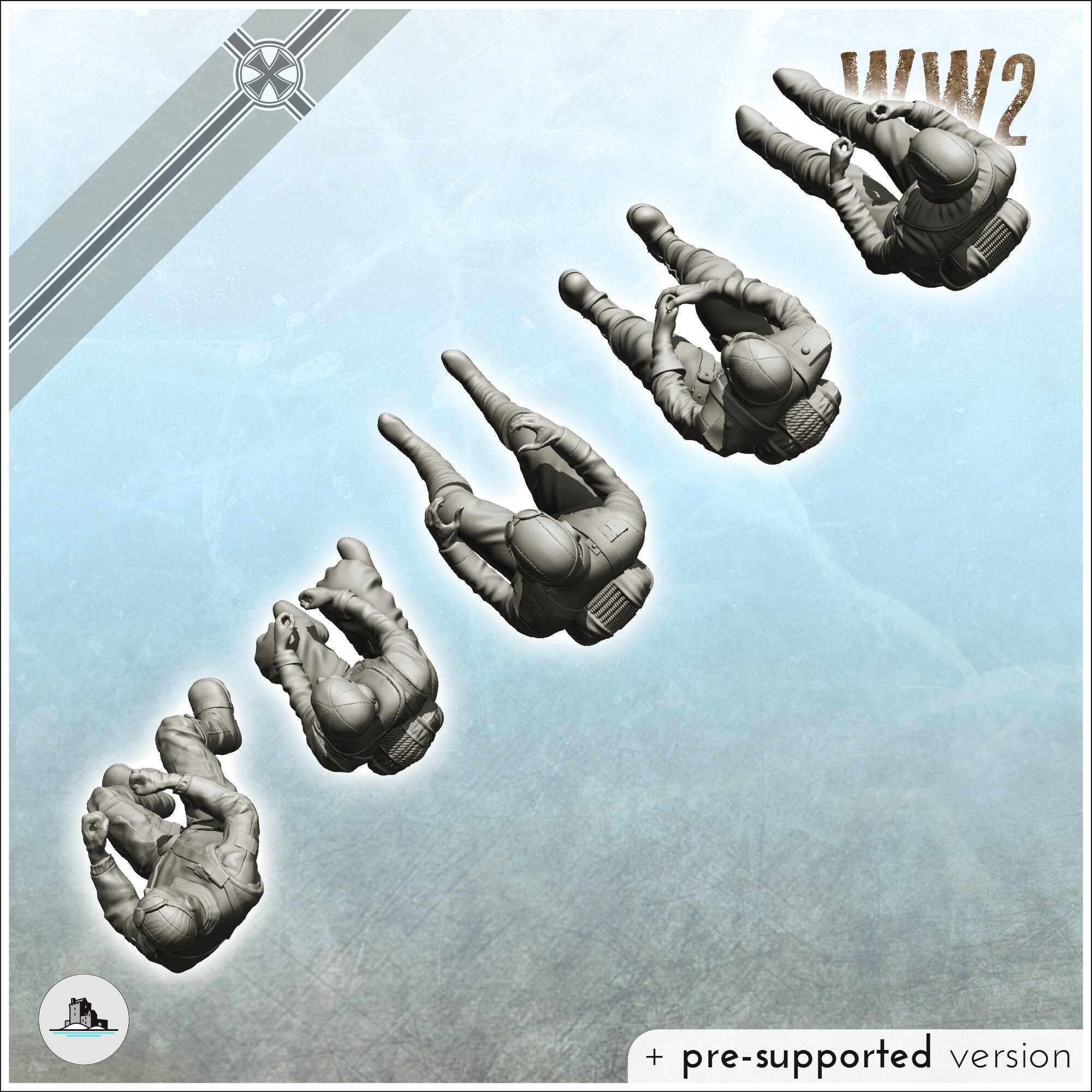 Set of Five German Aircraft Pilots With Equipment STL 3D - Etsy