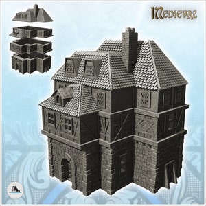 Medieval House With Large Roof - STL 3D Print Dark Gothic Feudal Old ...