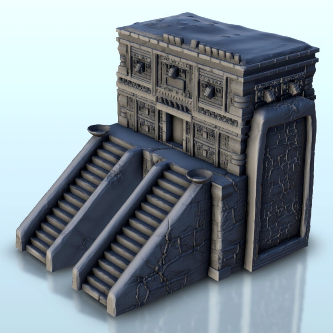 Mesoamerican Temple With Double Stairs 18 - STL 3D Printing Age Inca ...