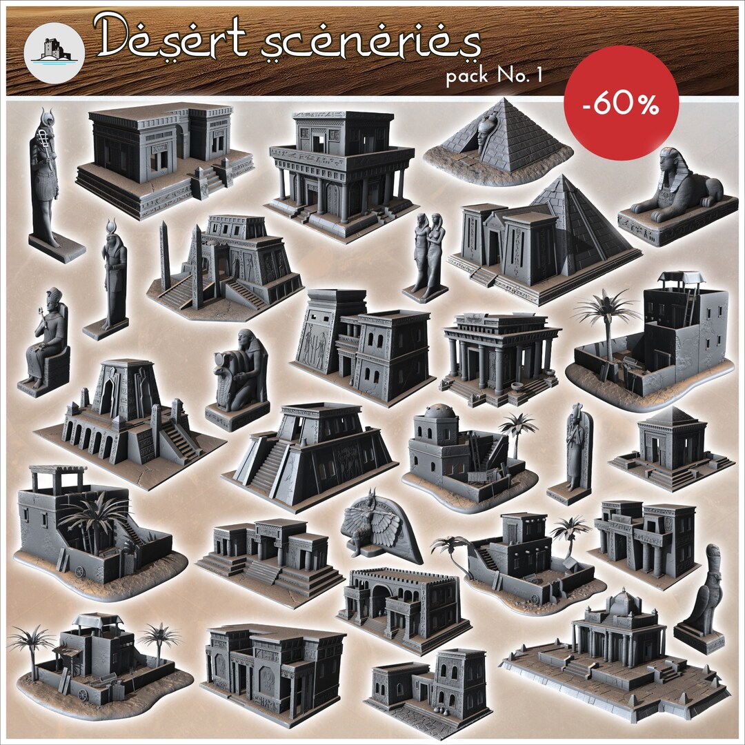 Desert Sceneries Pack No. 1 - STL 3D Printing Canyon Sandy Landscape ...