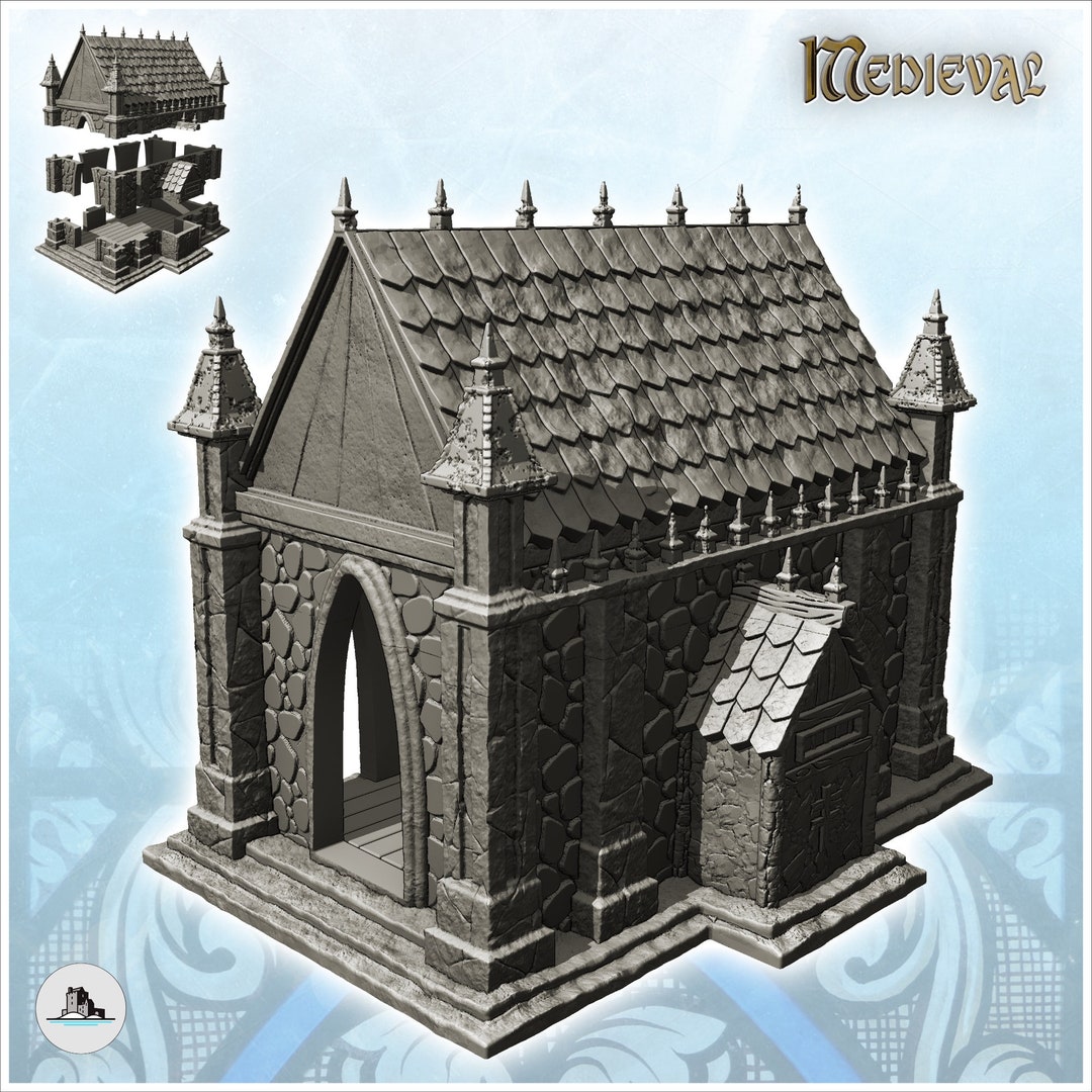 Gothic Building With Tiled Roof and Spikes - STL 3D Print Dark Gothic ...