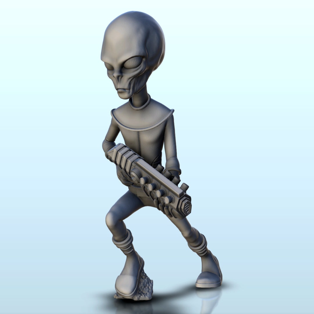 Alien With Assault Rifle (12) (+ Pre-supported Version & Base) - STL 3D ...