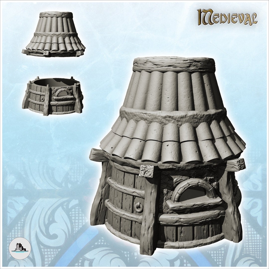 Traditional Round Hut With Rounded Tile Roof and Window (14) - STL 3D ...