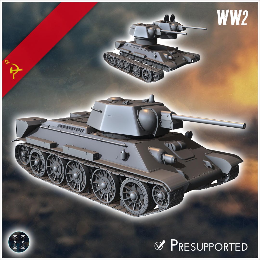 OT-34 Flamethrower Tank - STL 3D Printing Eastern Front Ussr Red Army ...