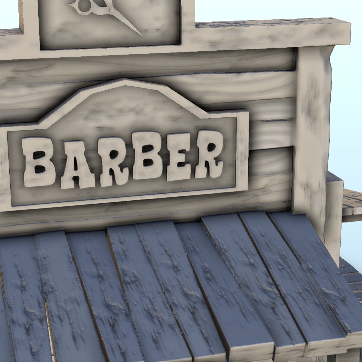 Western Barber Shop With Canopy and Bench (10) - Wild West STL 3D ...