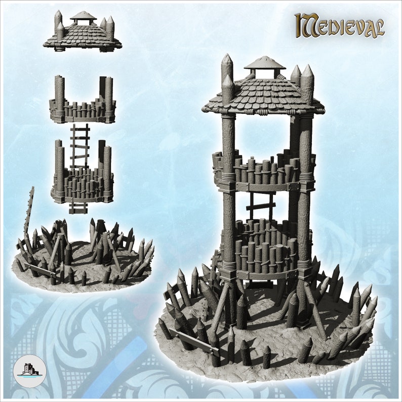 Double Platform Wooden Outpost With Tile Roof 4 STL 3D - Etsy