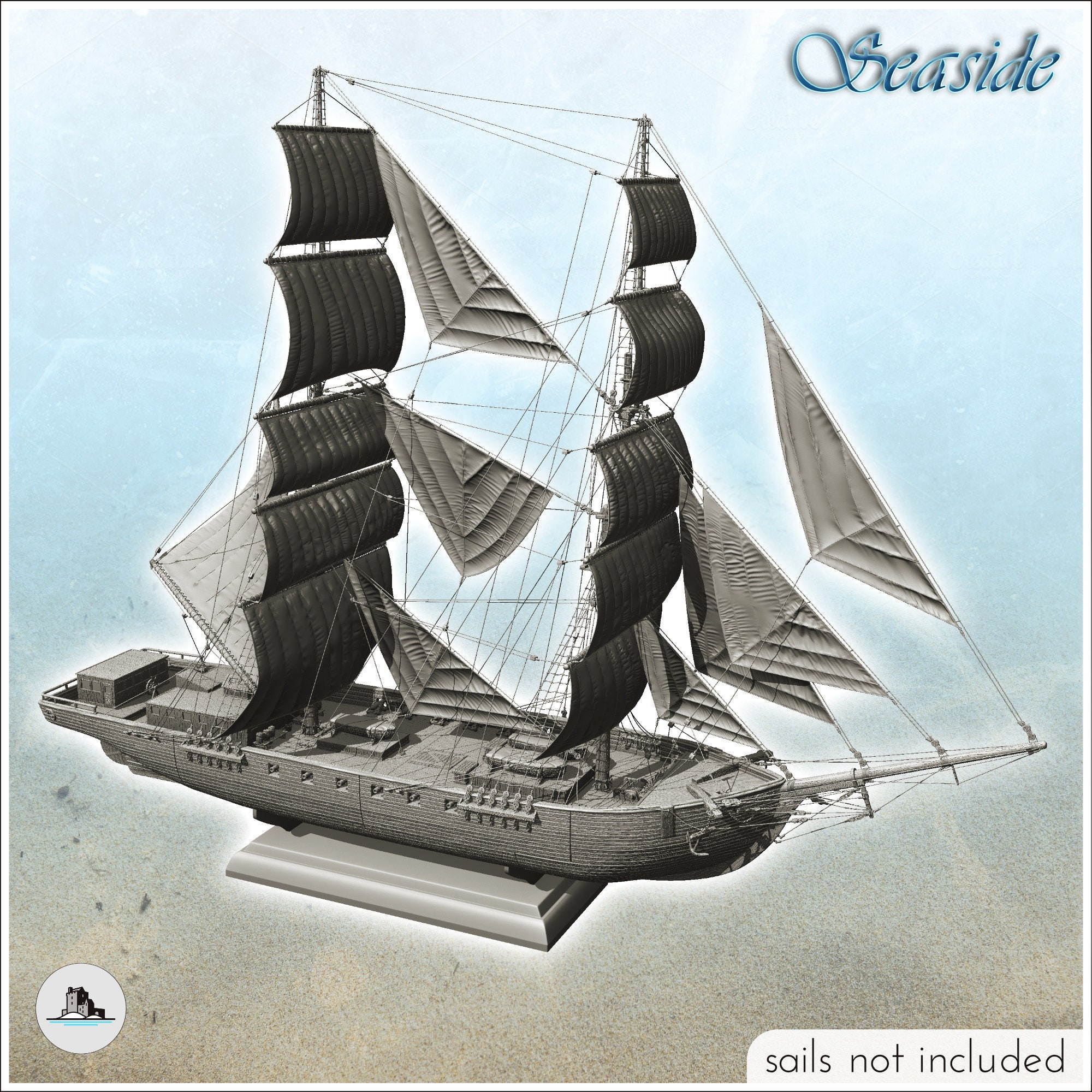 Brig Sailing Ship With Two Main Masts - Pirate Jungle Island Beach ...