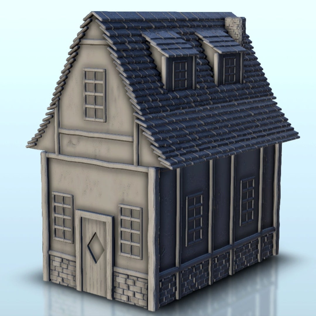 Medieval House With Curved Roof and Dormer Windows 5 - STL 3D Print ...