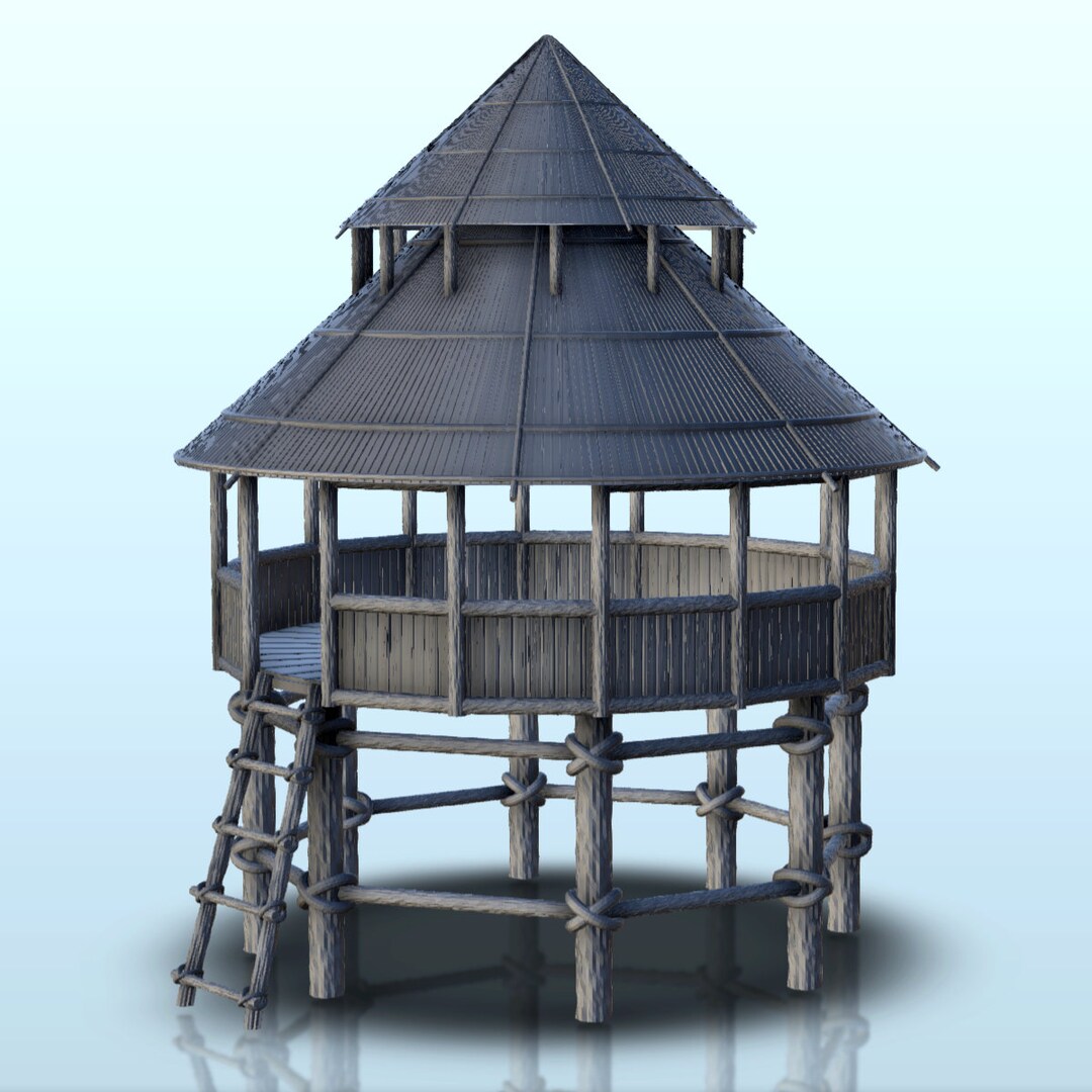 Circular Wooden Building on Stilts (4) - STL 3D Printing Vietnam War ...