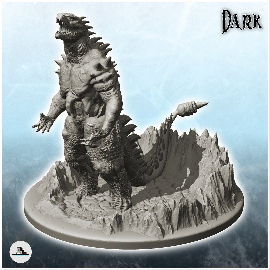 Godzilla Dragon Standing on Ridge (5) - STL 3D Printing Model Printer ...