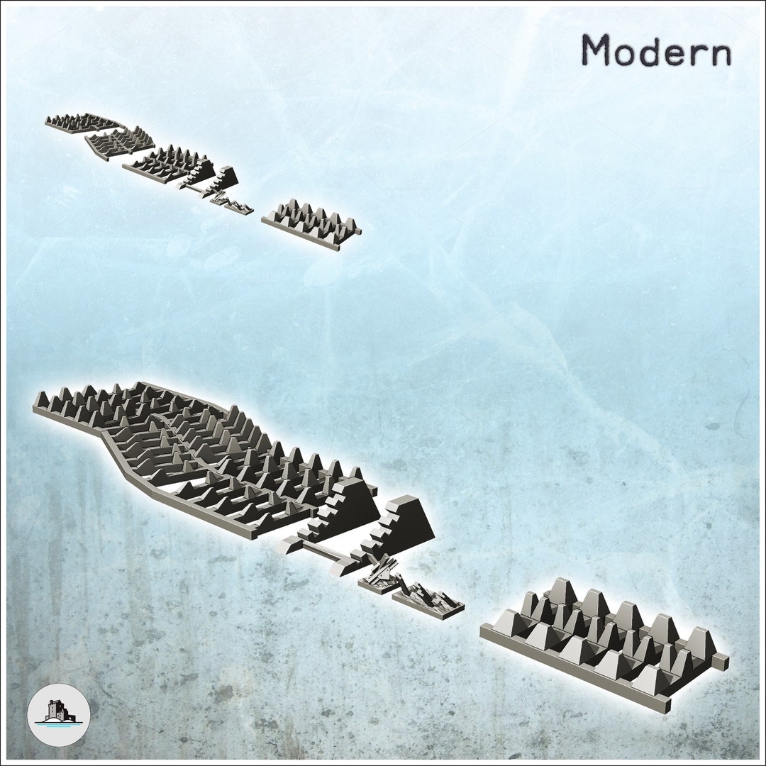 Set of Anti-tank Fortifications With Dragon Teeth - STL 3D Printing ...