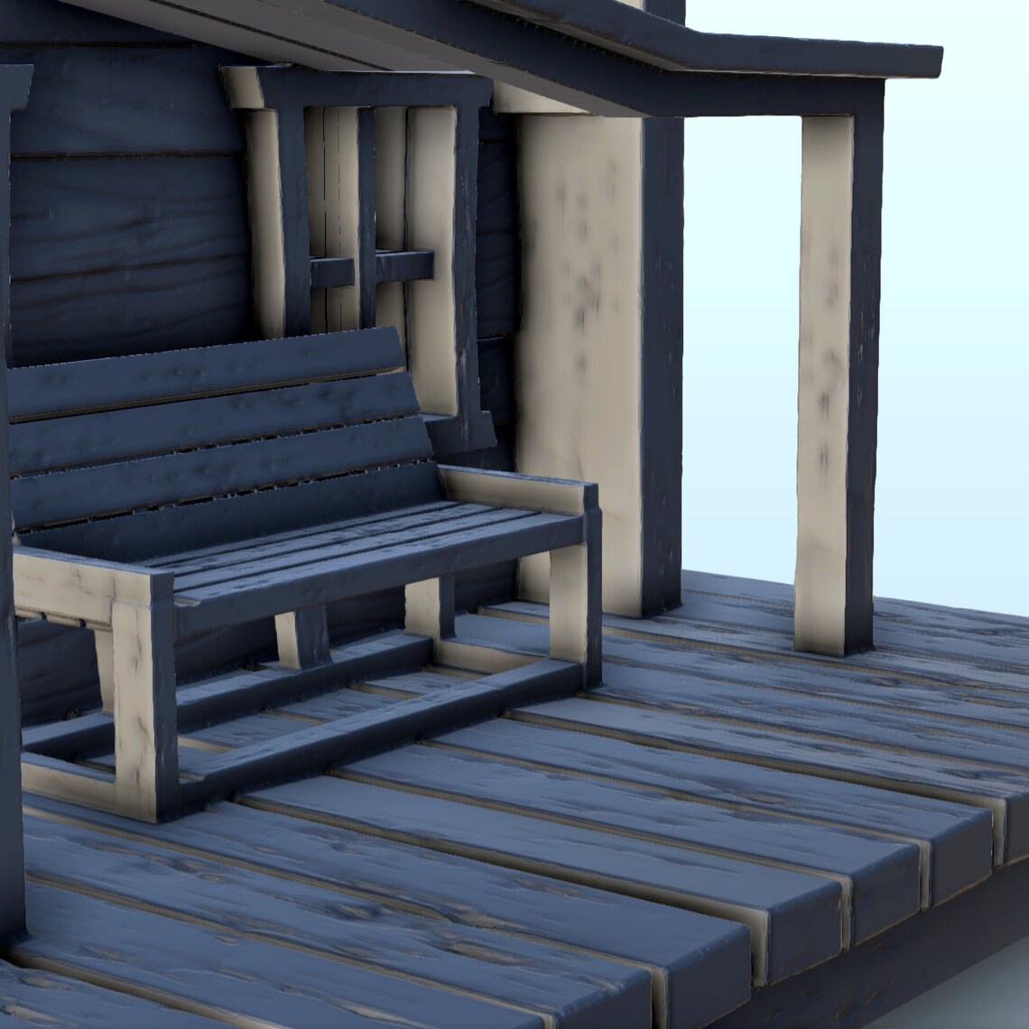 Western Barber Shop With Canopy and Bench (10) - Wild West STL 3D ...