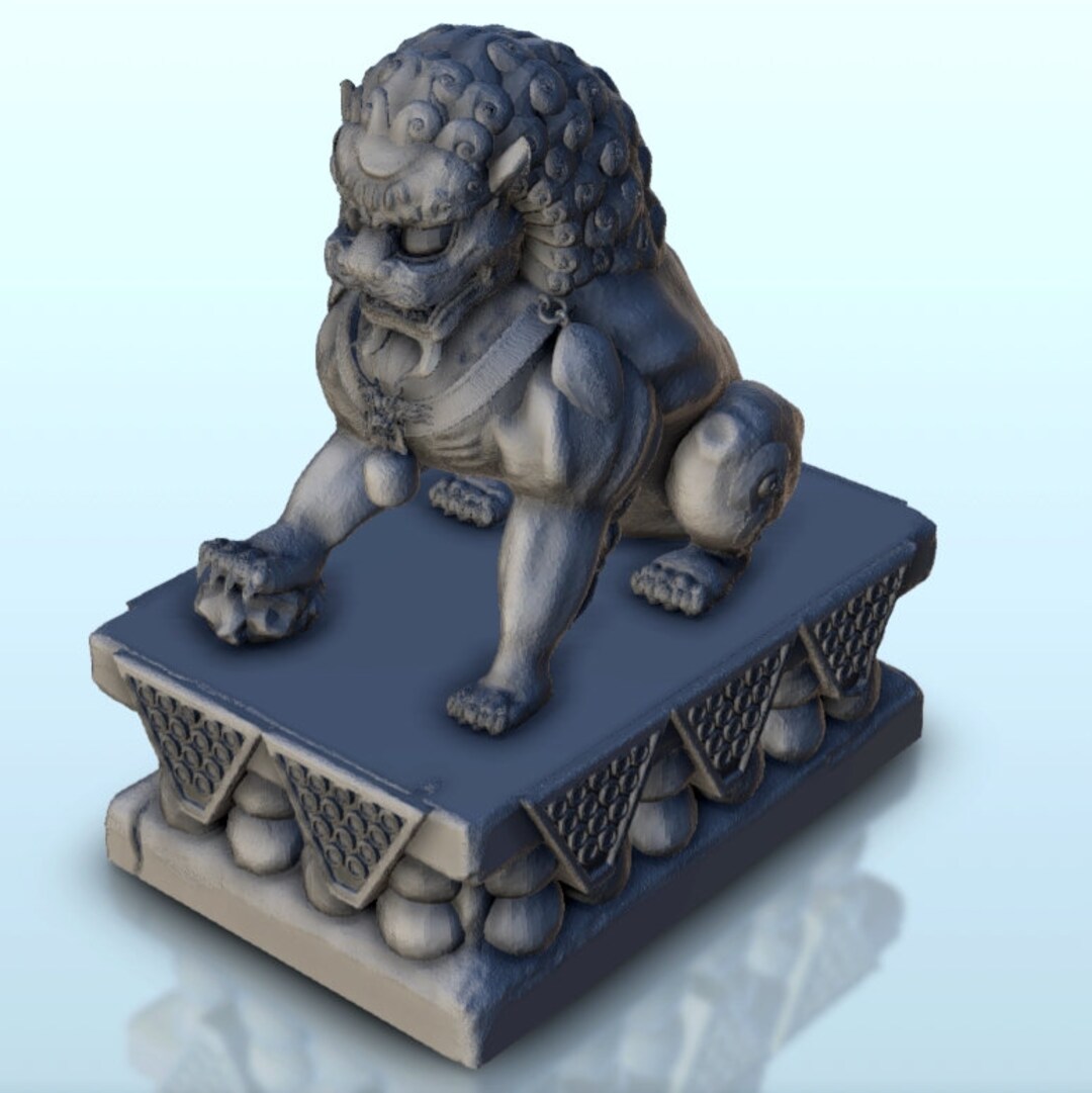 Statue of the Celestial Snow Lion Sitting 3 - STL 3D Printing Asian ...