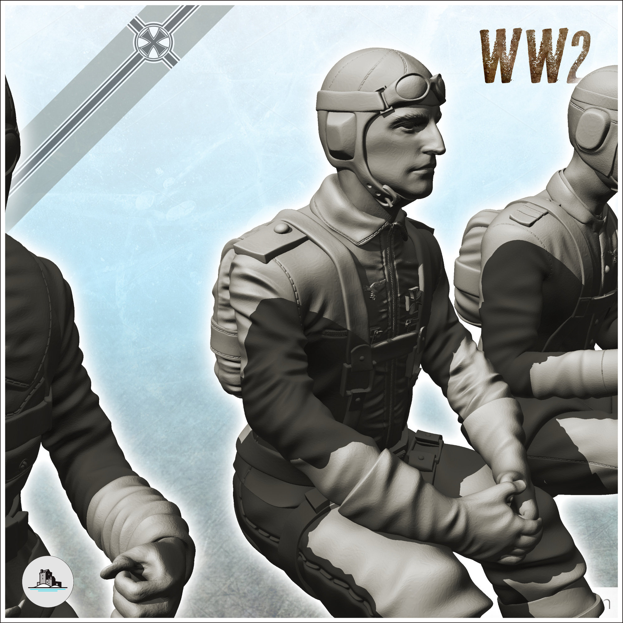 Set of Five German Aircraft Pilots With Equipment STL 3D - Etsy