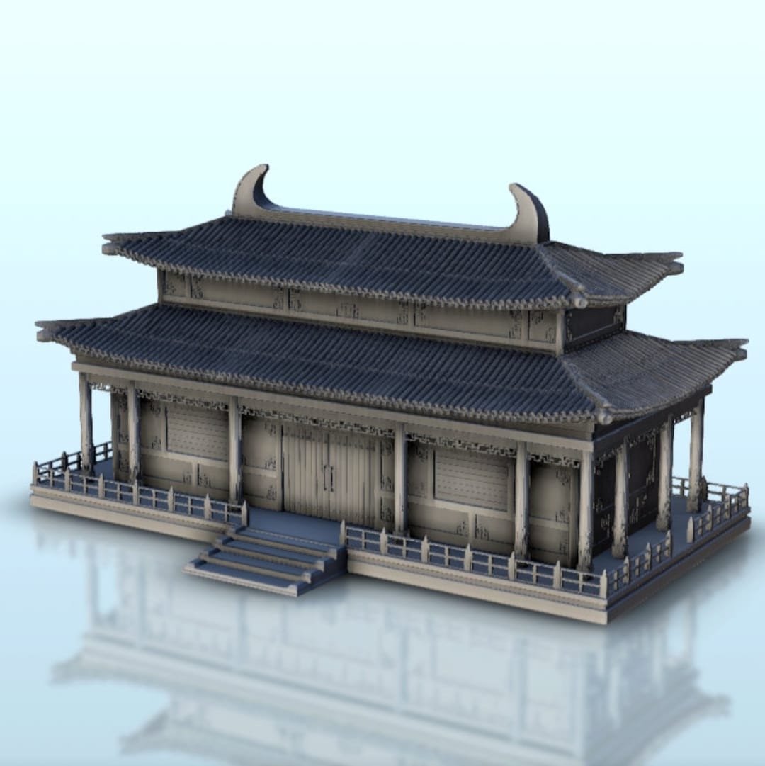 Asian House With Two-story Roof 19 - STL 3D Printing Asian Japan ...
