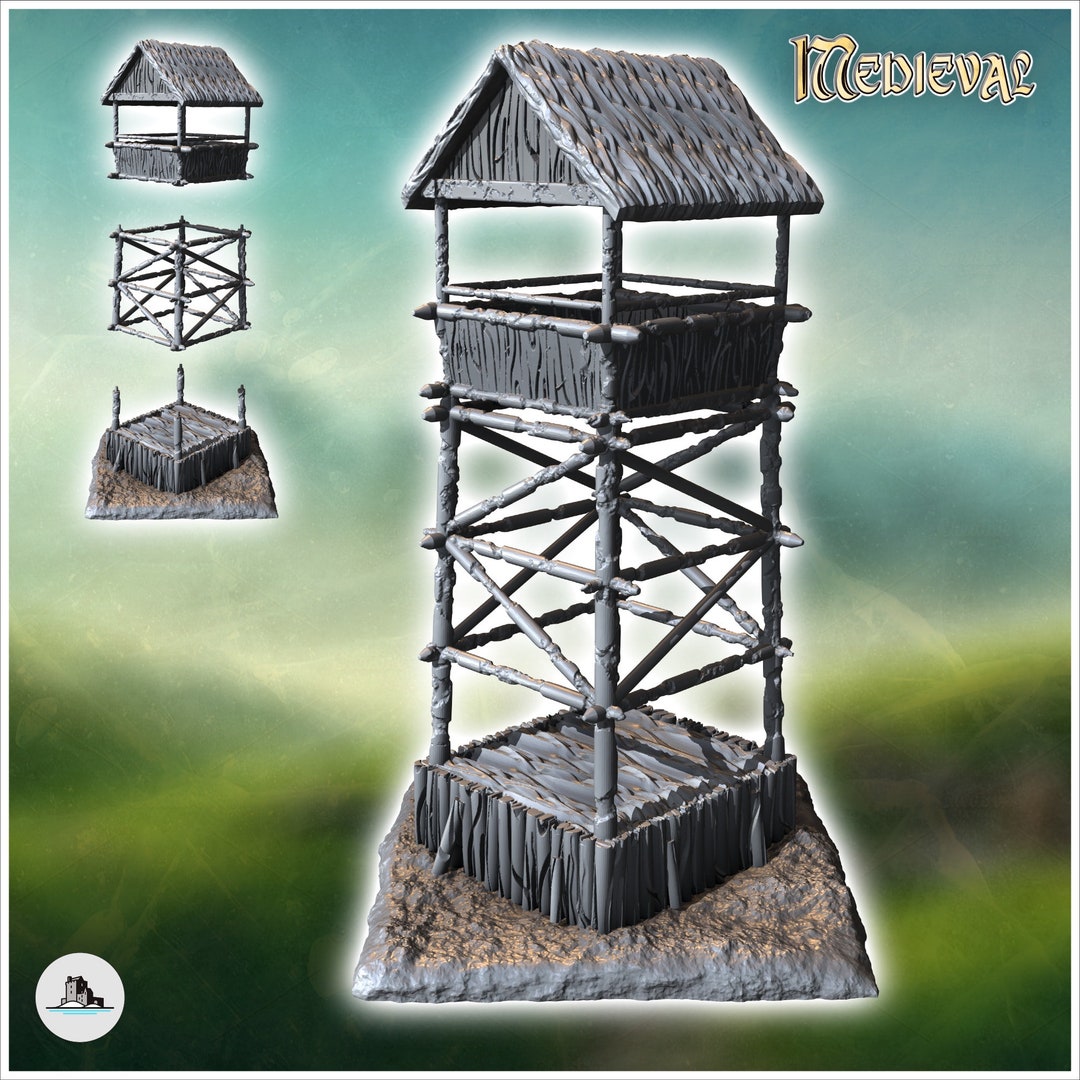 Medieval Wooden Post on Platform With Guard Post at H - STL 3D Print ...