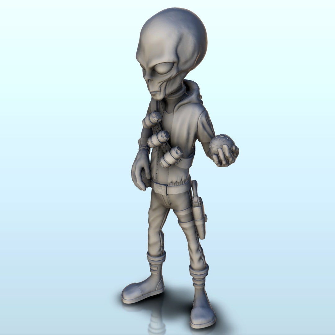Alien Grenadier (10) (+ Pre-supported Version & Base) - STL 3D Printing E.T. ET Monster War ...