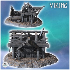 Ruin of a Viking Wooden Building With Rounded Roof and Destroyed Door ...