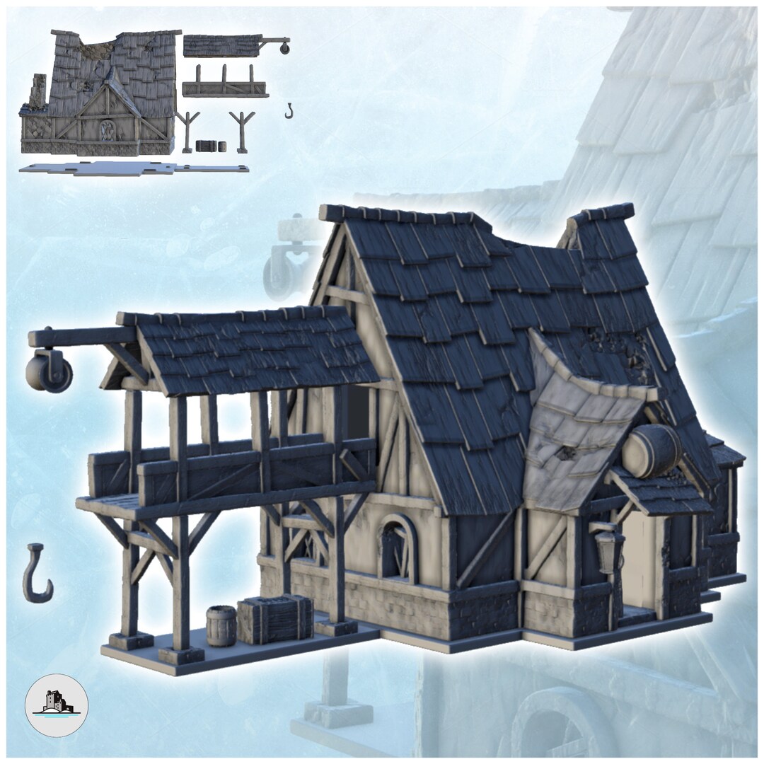 Medieval Storage Warehouse With Pulley Extension for Handling (11 ...