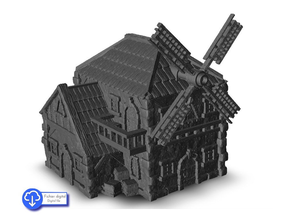 Medieval Mill - STL 3D Printing Scenery Terrain Architecture Historical ...