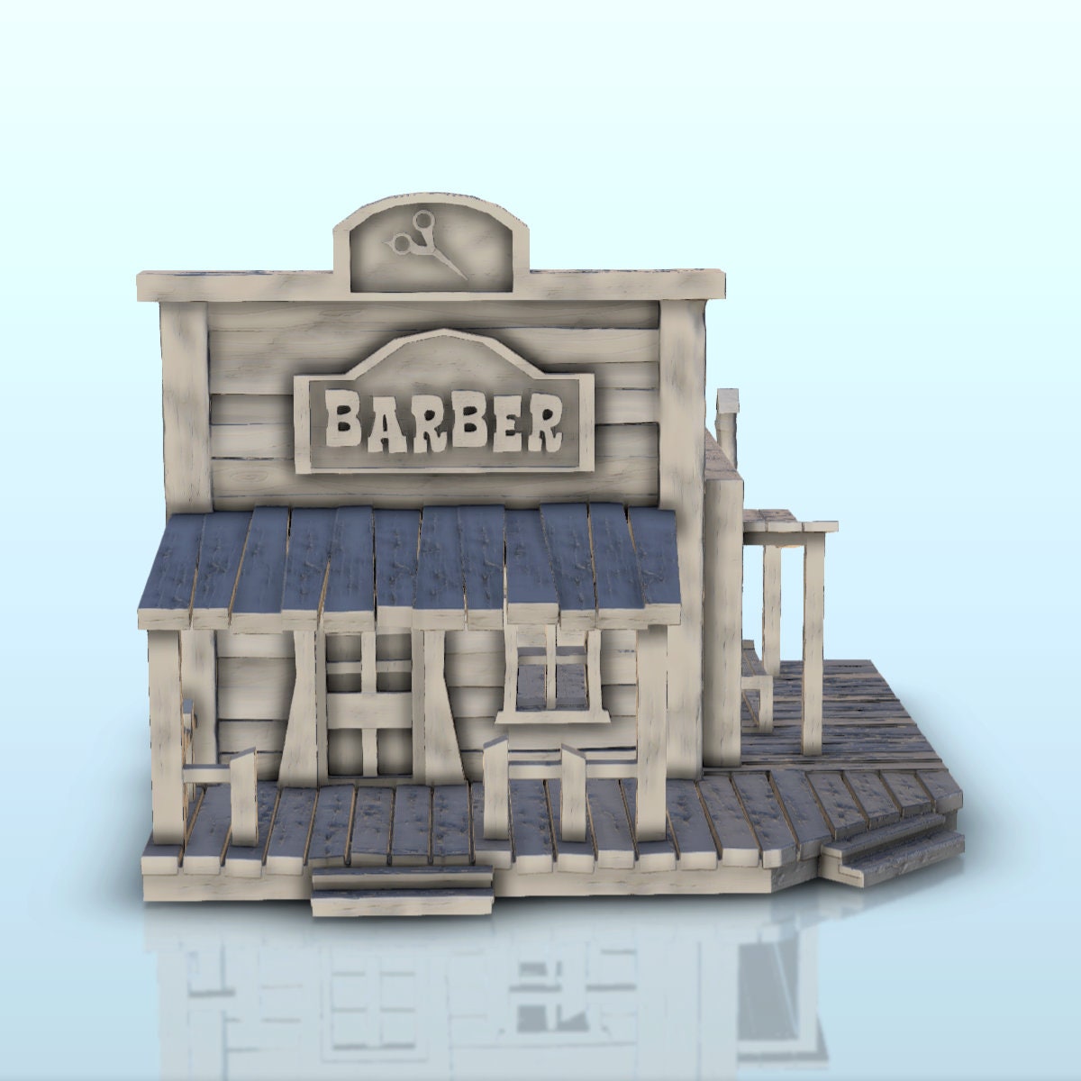 Western Barber Shop With Canopy and Bench (10) - Wild West STL 3D ...