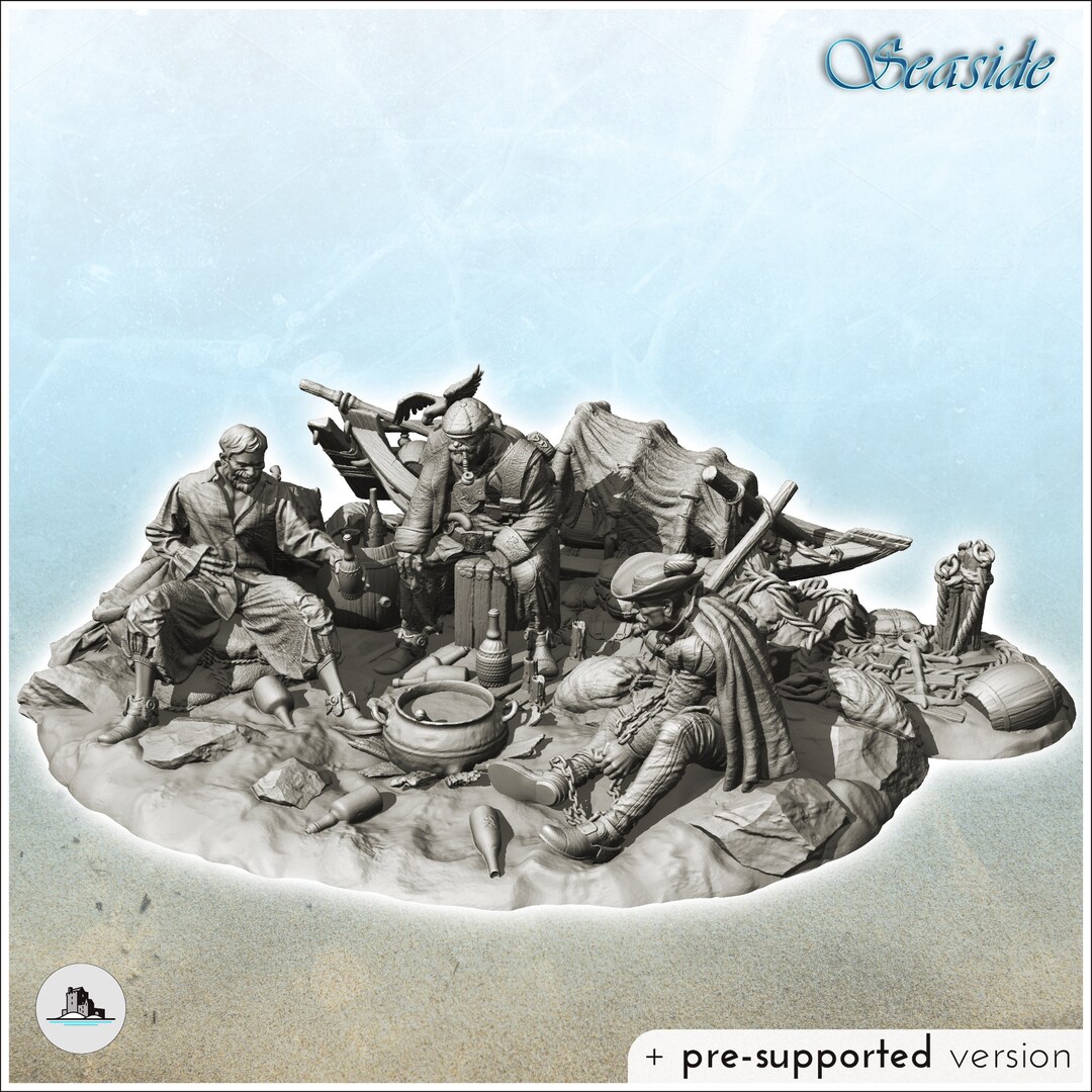 Group of Pirates Drinking With Aristocrat Prisoner 3 STL 3D Printing ...
