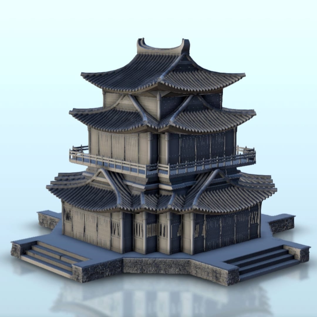 Octagonal Two-stories Pagoda 17 - STL 3D Printing Asian Japan Pacific ...