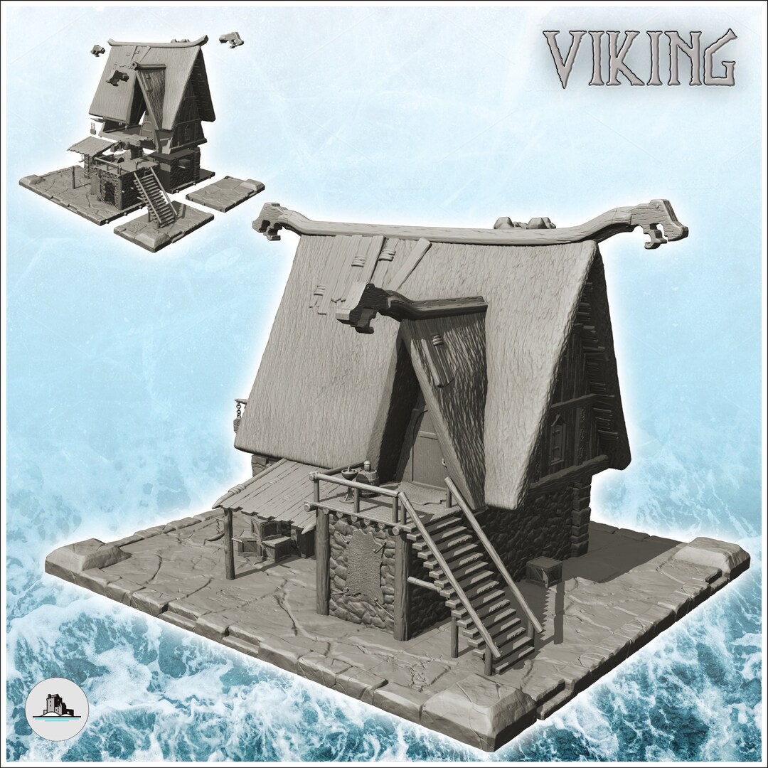 Large Viking Mansion With Stairs and Canopy 11 STL 3D Printing FDM SLA ...