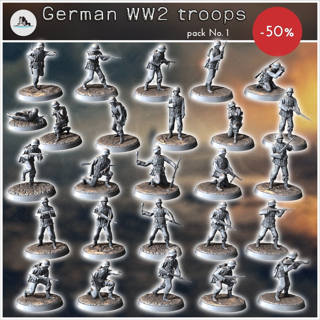 German WW2 Troops Pack No. 1 - STL 3D Printing World War Two Second ...