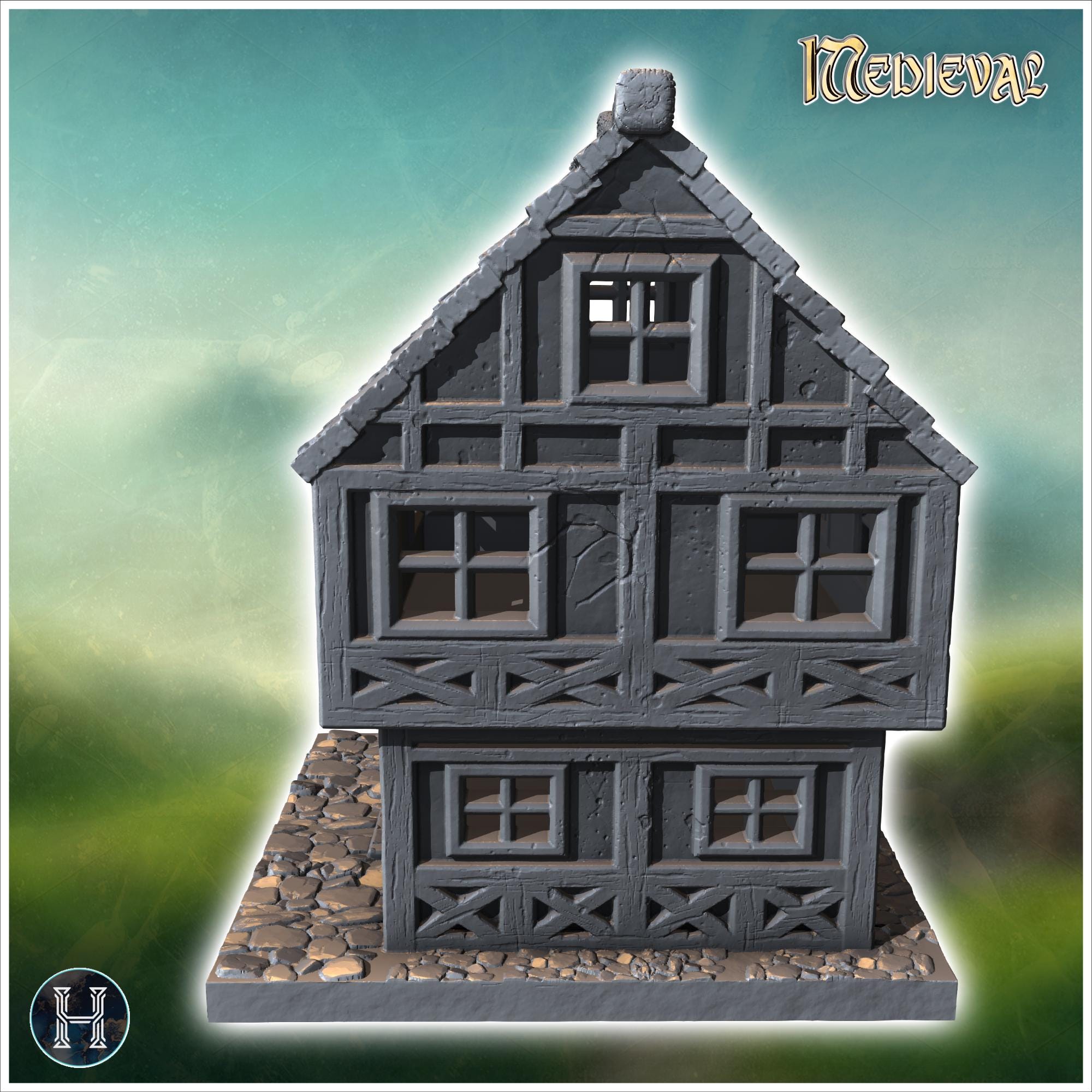 Two-story Medieval House With Timber Framing, Small Windows, and ...
