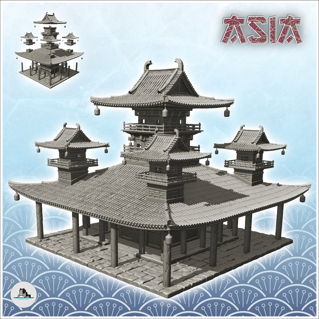 Asian Palace Five Towers Large Roof 28 STL 3D Printing Asian Japan ...