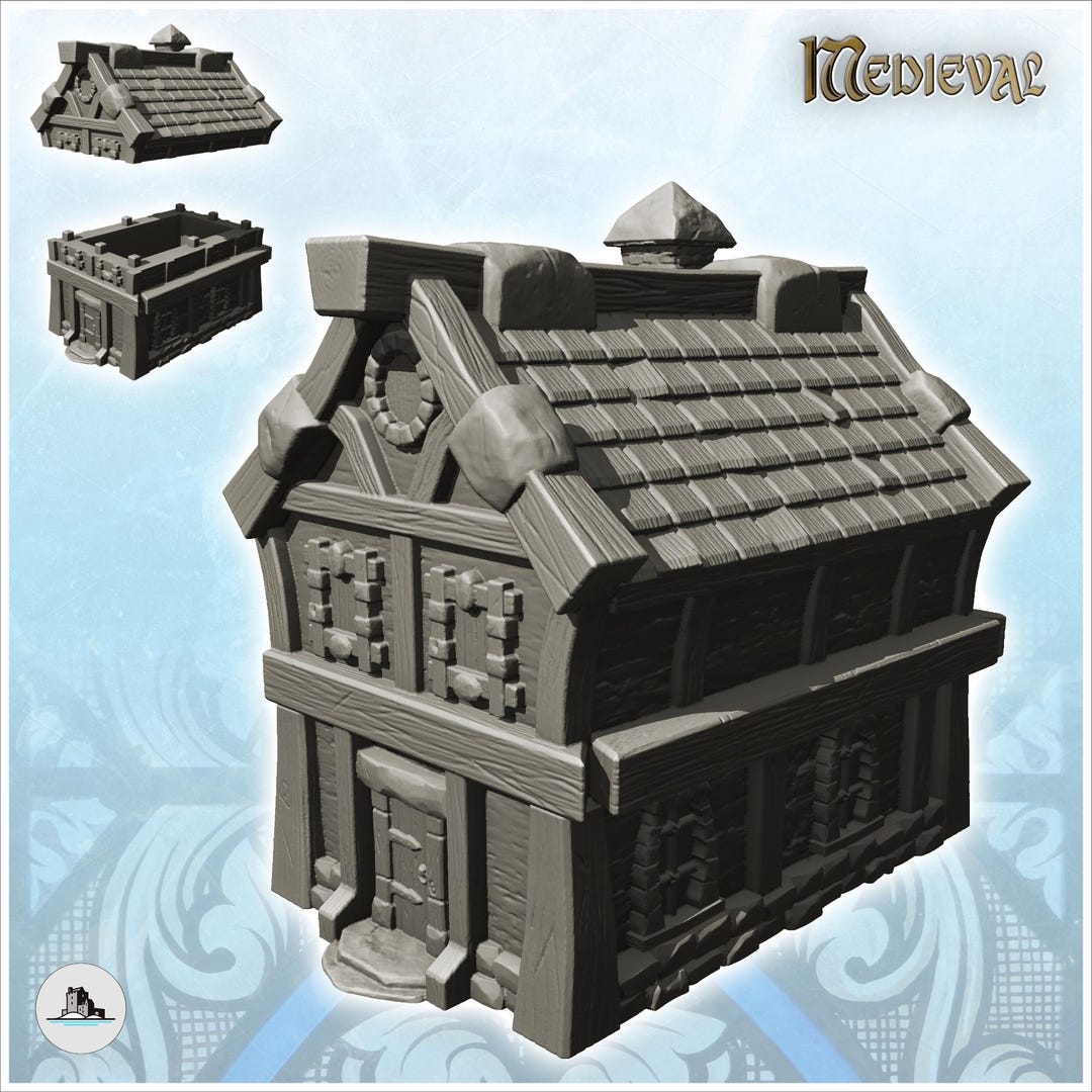 Medieval One-storey House With Slate Roof 1 STL 3D Printing Print ...