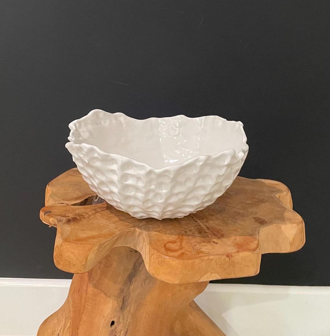 Big Handmade Ceramic Seashell Bowl in Satin White Glaze - Etsy