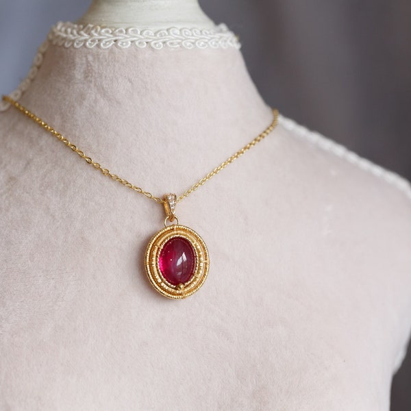 Lab Created Ruby and Diamond Necklace - Etsy