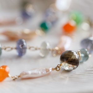Lessie Multi Gemstone Long Necklace - Etsy
