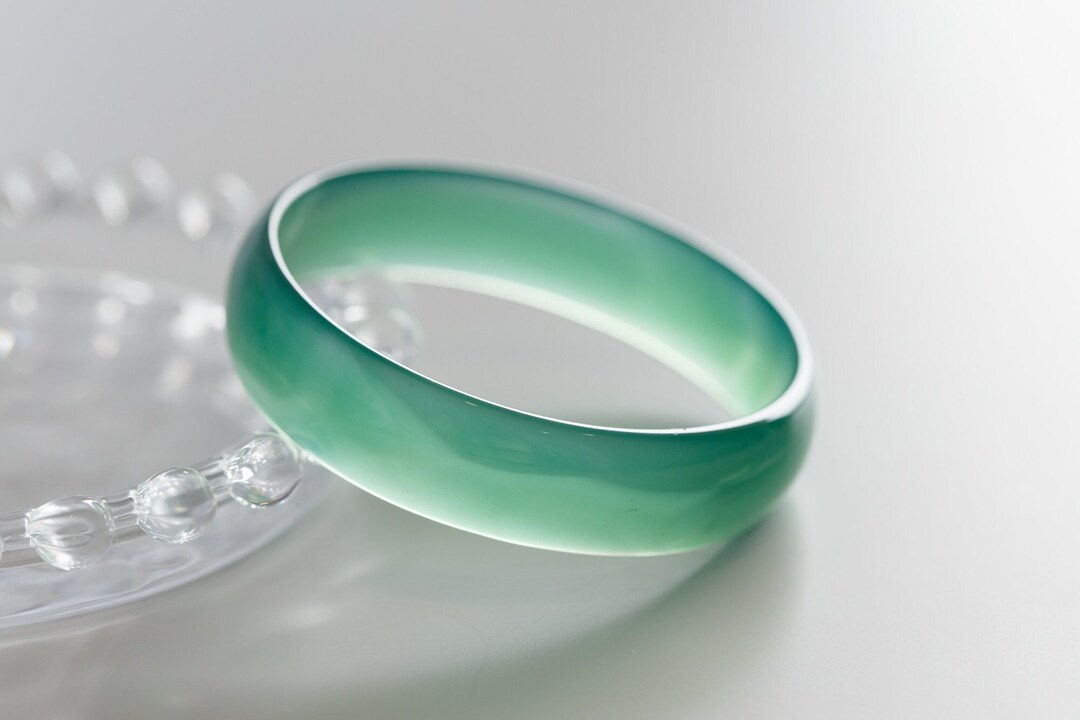 Colourful World! Natural Green Lace Agate Bangle #A181 - Etsy