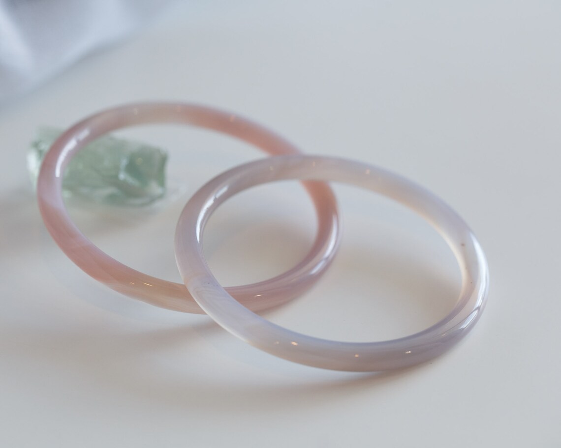 Twinkle Bell Pink Agate Stackable Bangle #AT17 - Etsy