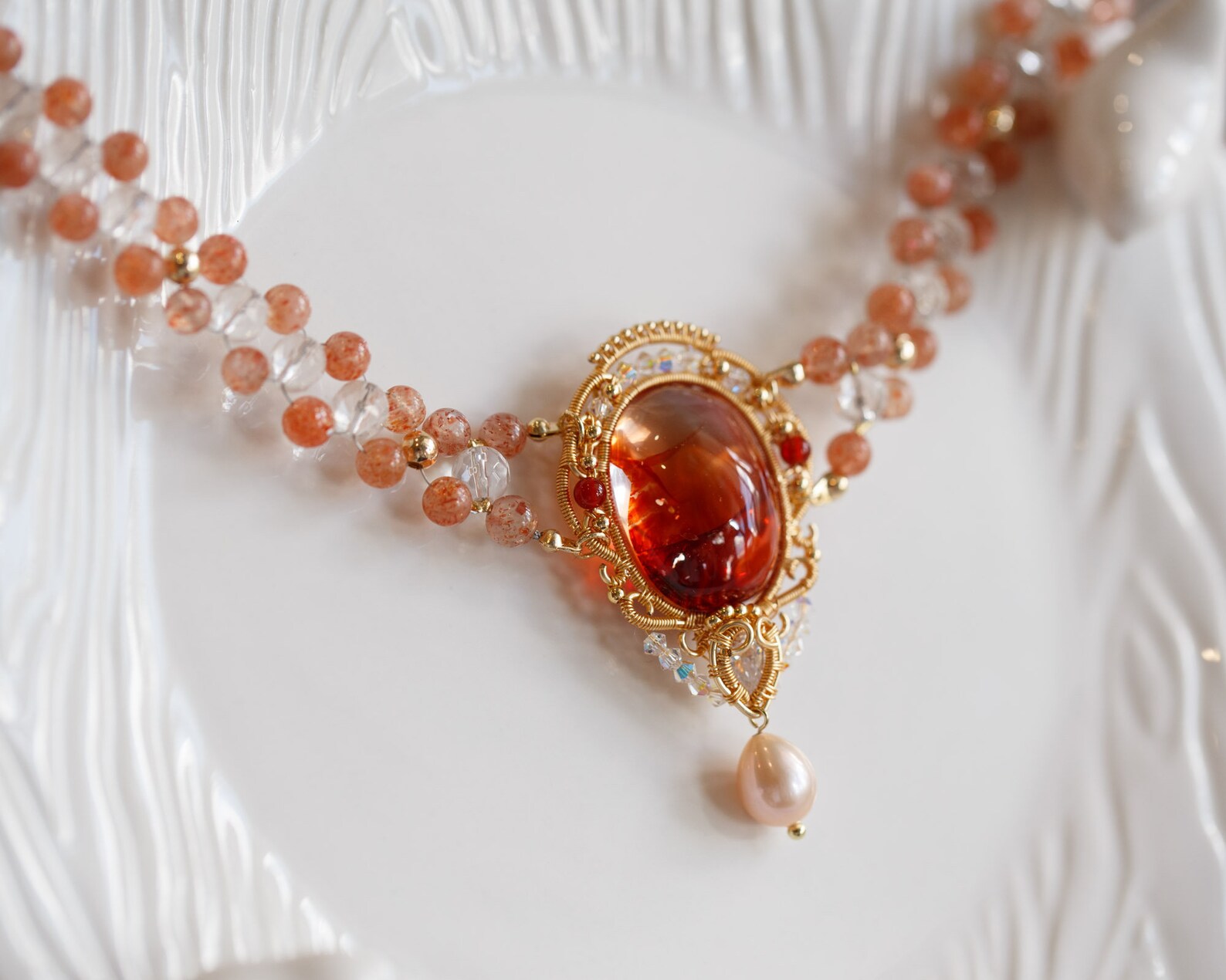 Zaria Phoenix Feathers Hematoid Quartz Necklace - Etsy