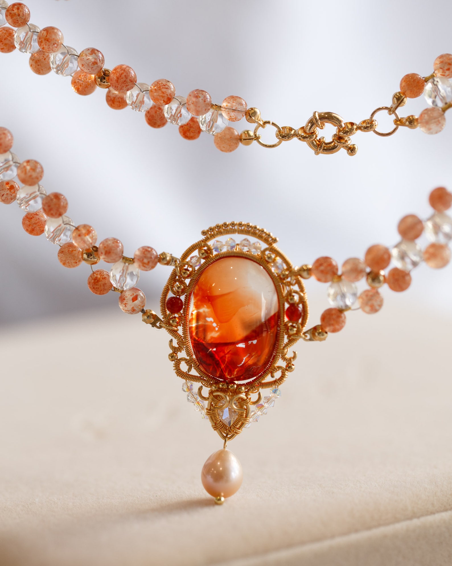 Zaria Phoenix Feathers Hematoid Quartz Necklace - Etsy