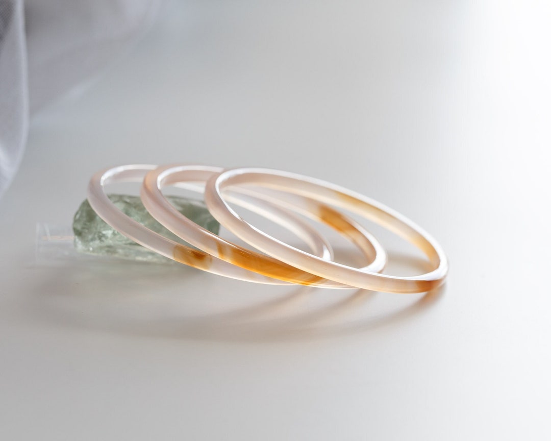 Twinkle Bell Bi-colour Agate Stackable Bangle AT2 - Etsy