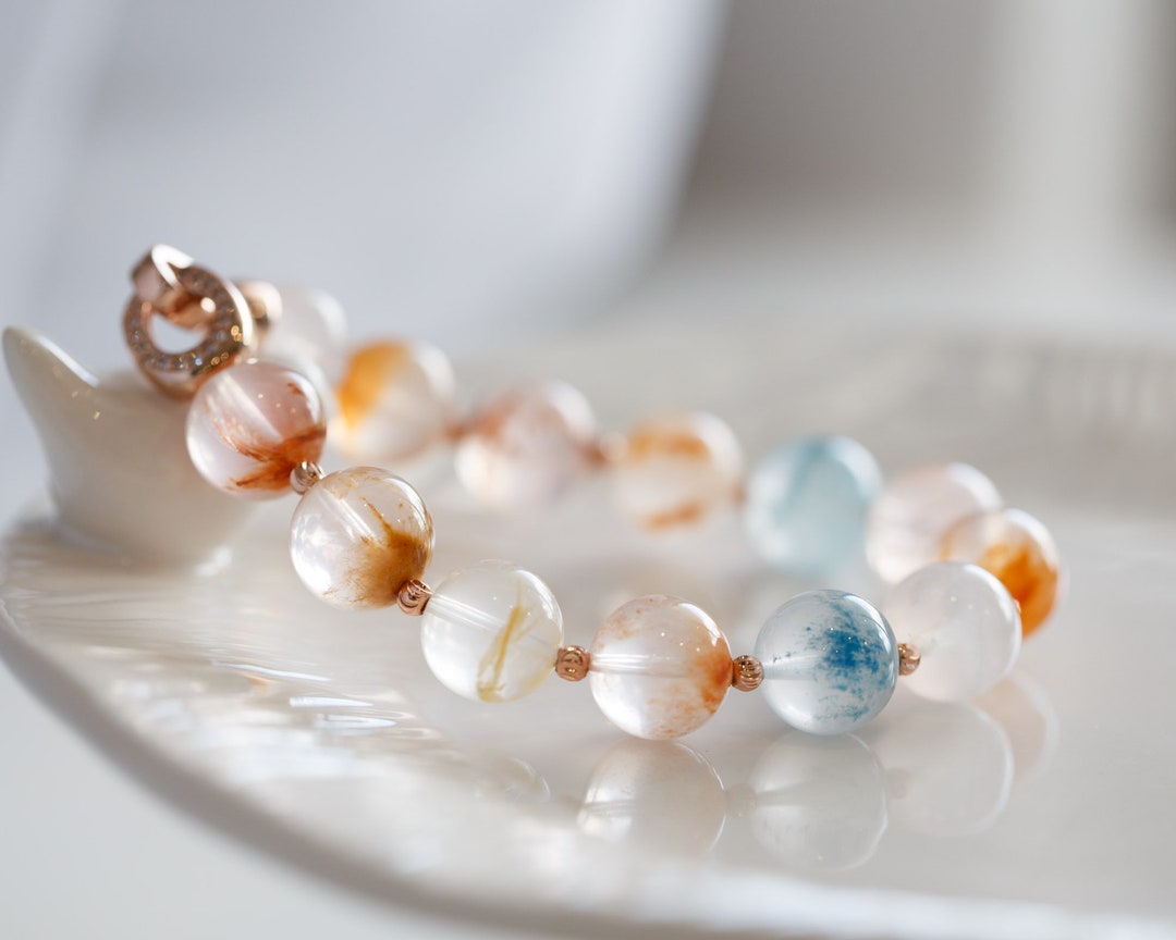 Aviana Snowflake Lodelite Phantom Quartz Bracelet - Etsy
