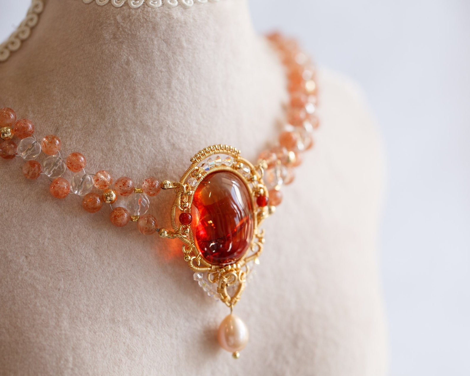 Zaria Phoenix Feathers Hematoid Quartz Necklace - Etsy